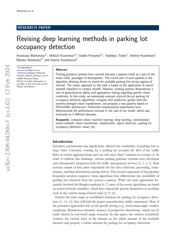 Revising Deep Learning Methods In Parking Lot Occupancy Detection Pdf Computer Vision
