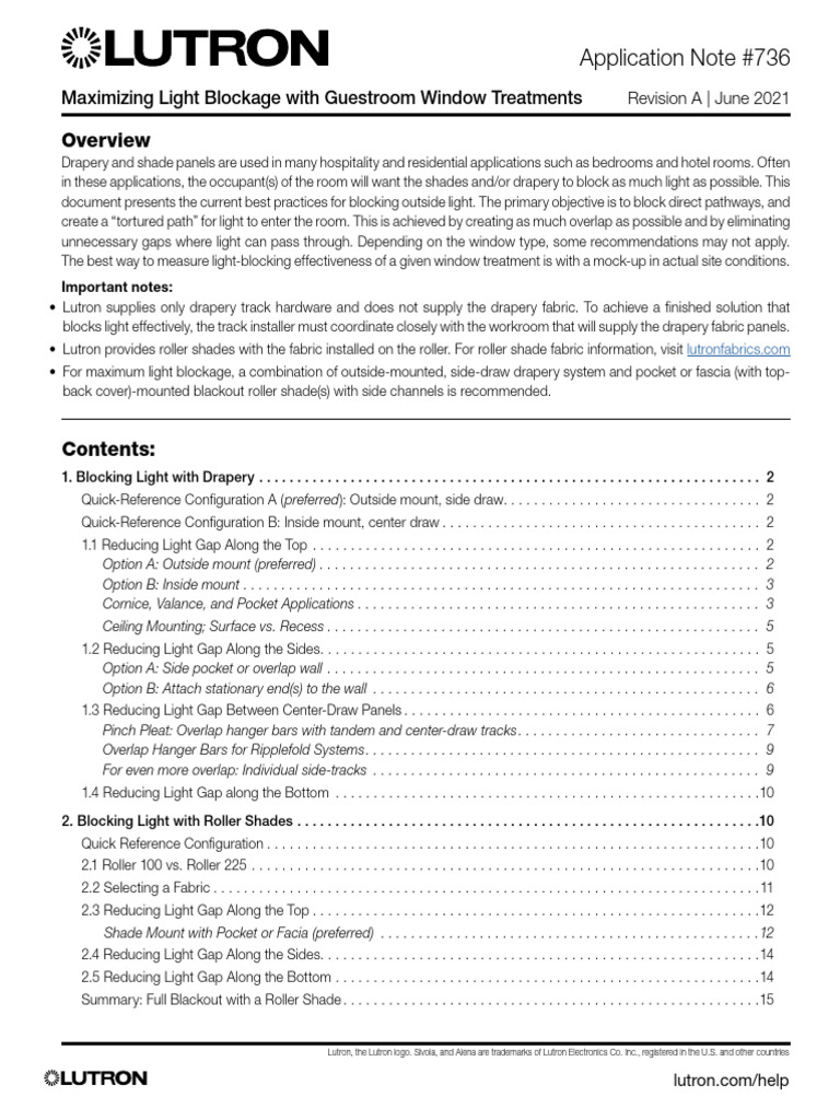 Lutron 048736+blackout Drapery App Note | PDF