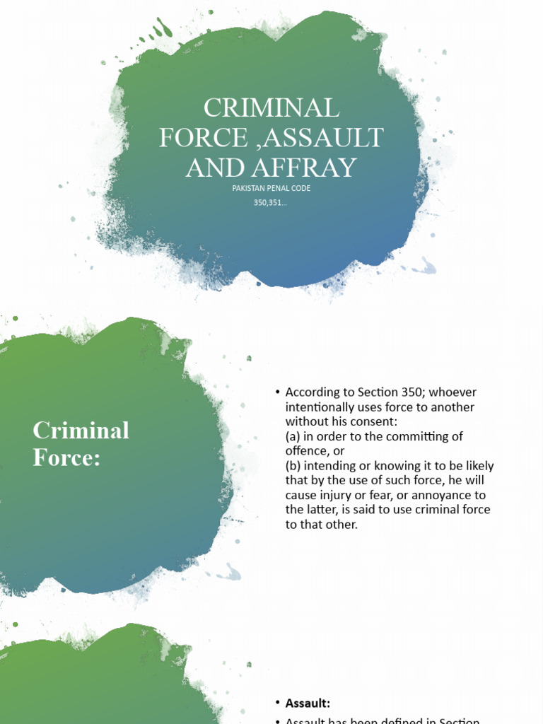 Criminal Force, Assault & Affray | PDF | Social Science | Law