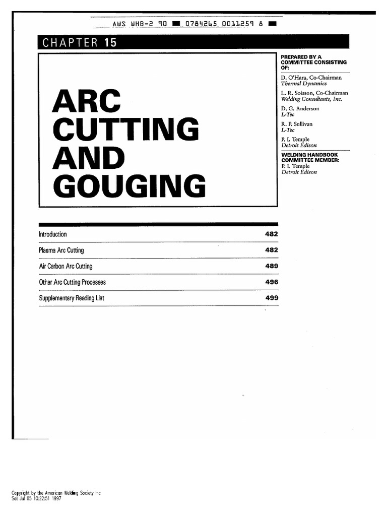 Arc Cutting and Gouging | PDF