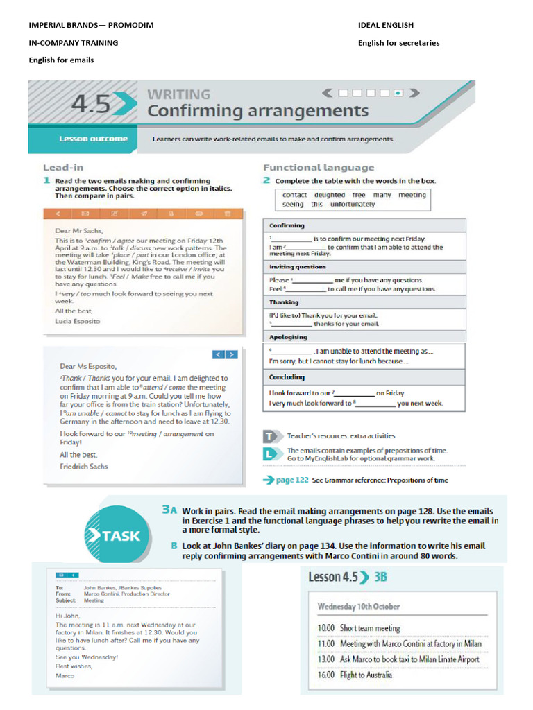 Unit 4 - Email Confirming Arrangements | PDF | English Language | Reason