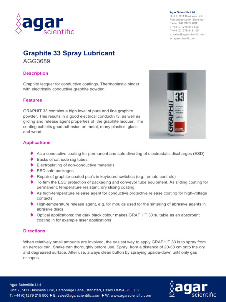 Conductive Graphite Spray Overview | PDF | Graphite | Electrostatic ...