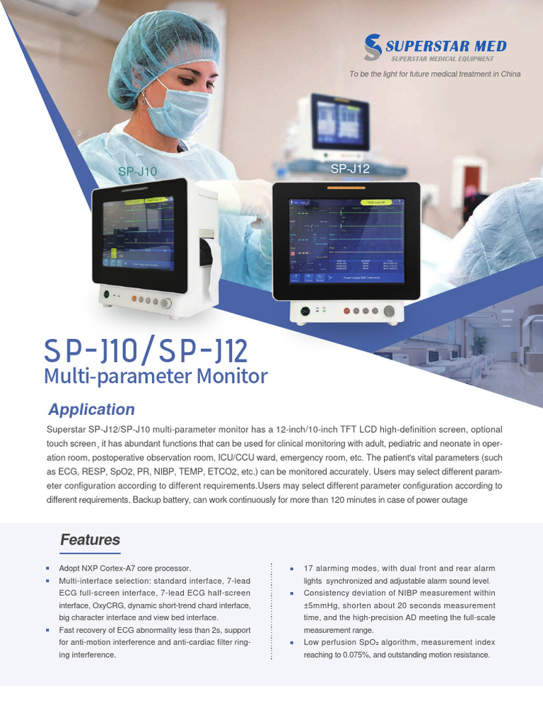 SP-J12 SP-J10 Multi-Patient Monitor - Brochure | PDF | Blood Pressure ...
