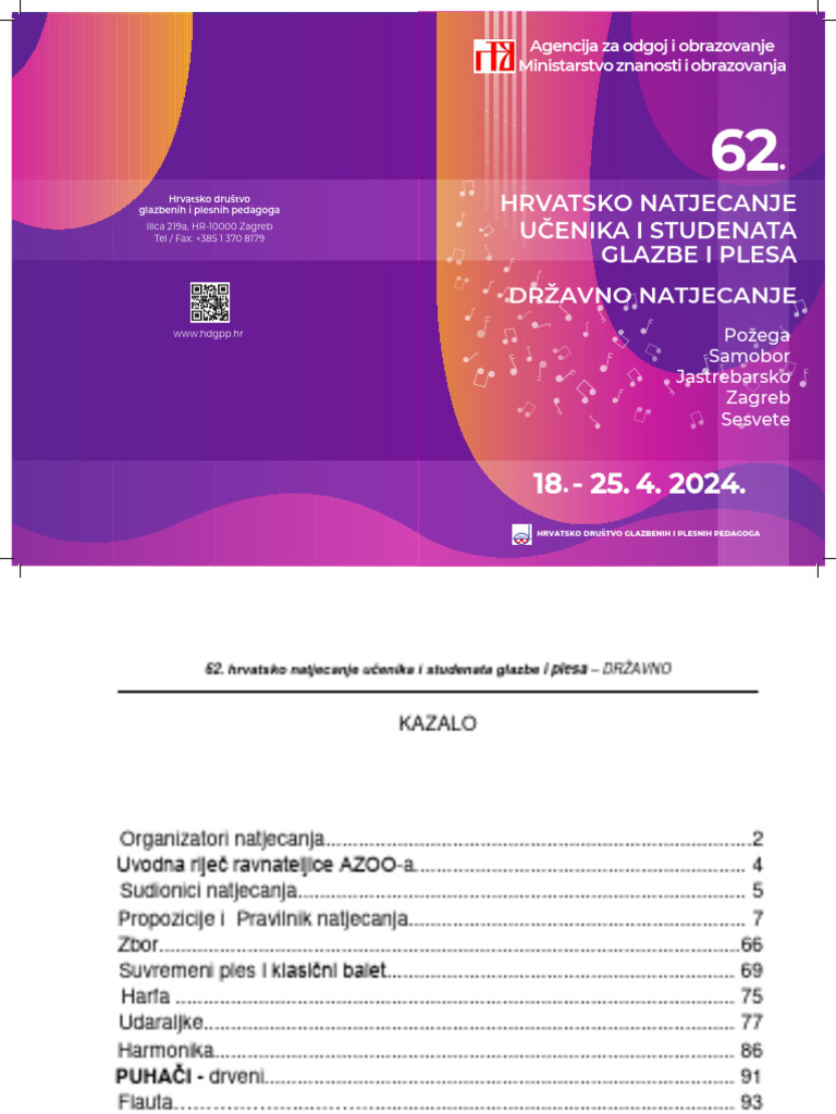 62 Glazba Ples Knjizica 2024 Web | PDF