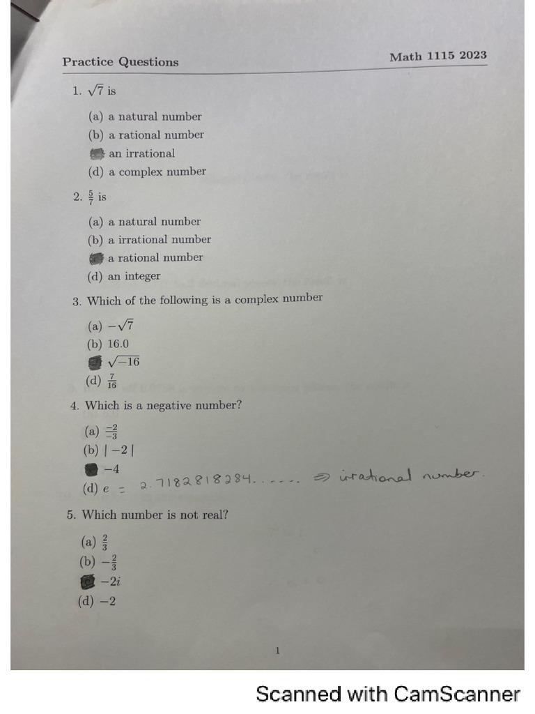 Math 1115 Problem Sheet | PDF