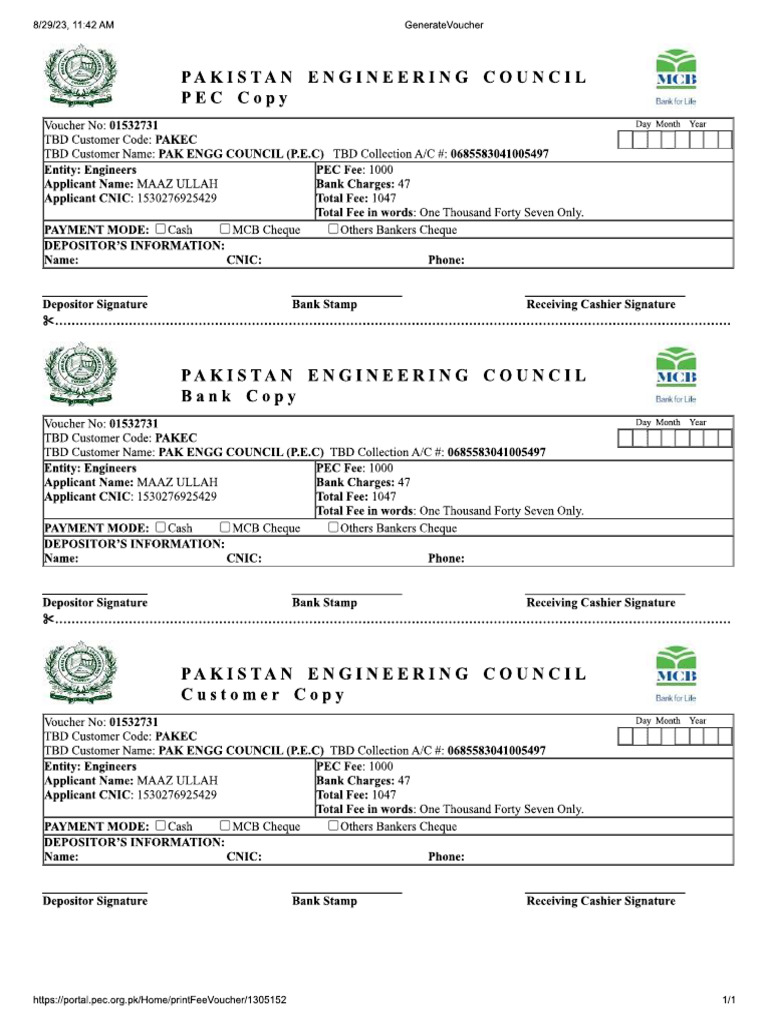 Pec Challan | PDF