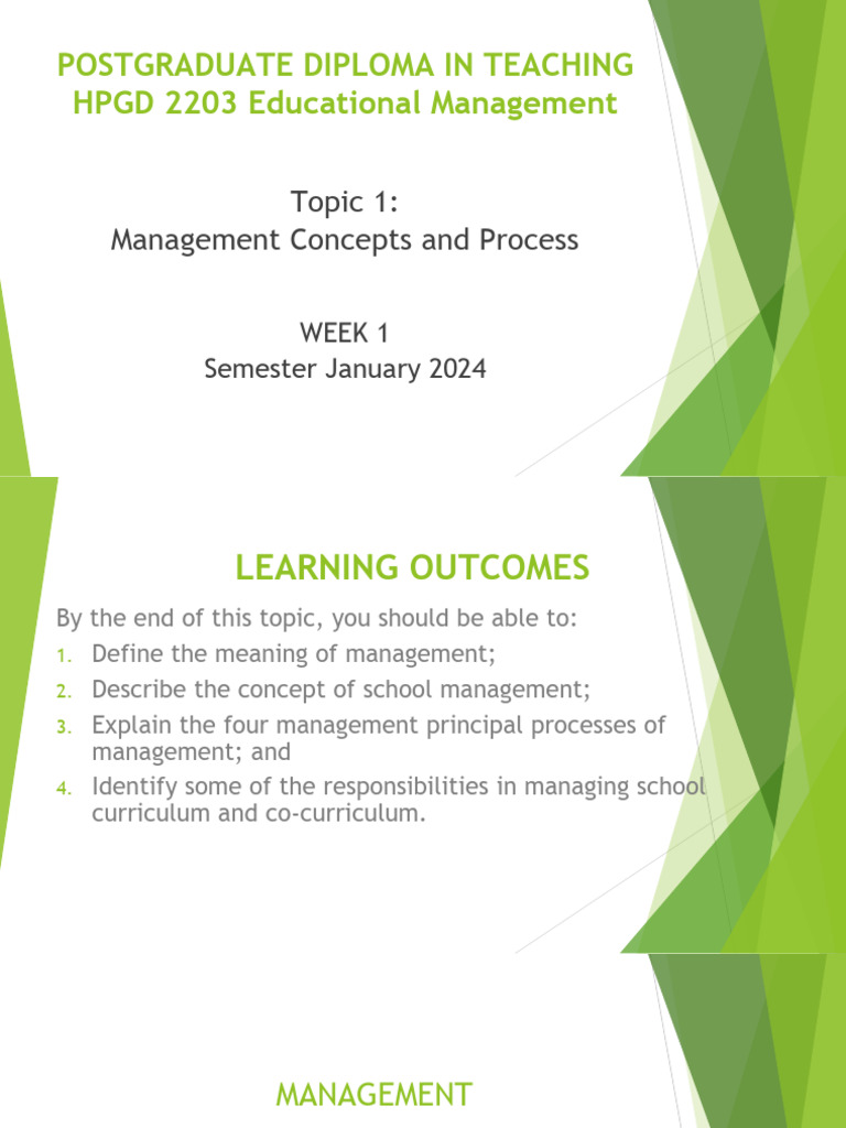 Topic 1 Management Concepts and Process | PDF | Employment | Disciplines