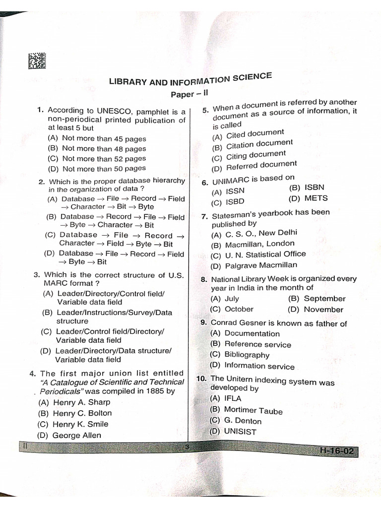AP SET 2020 paperII LIS | PDF