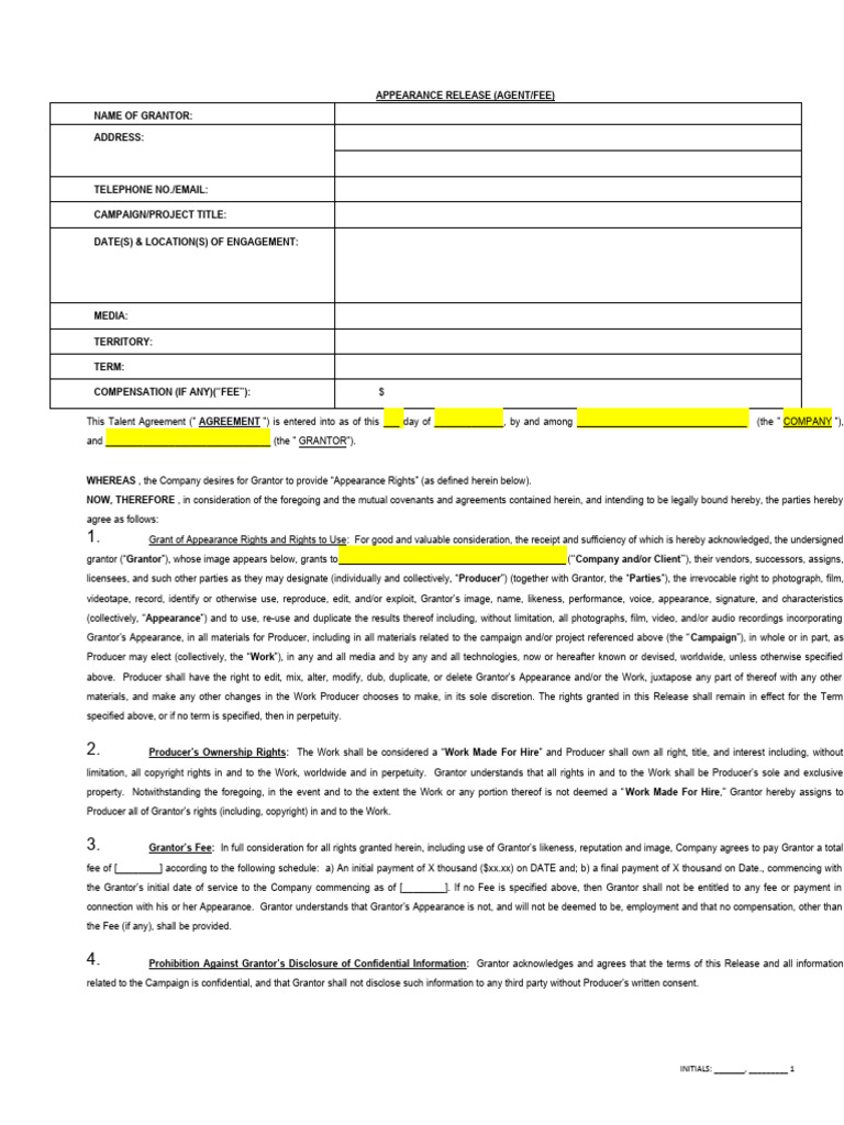 Appearance Release (AGENT - FEE) | PDF | Civil Law (Legal System ...
