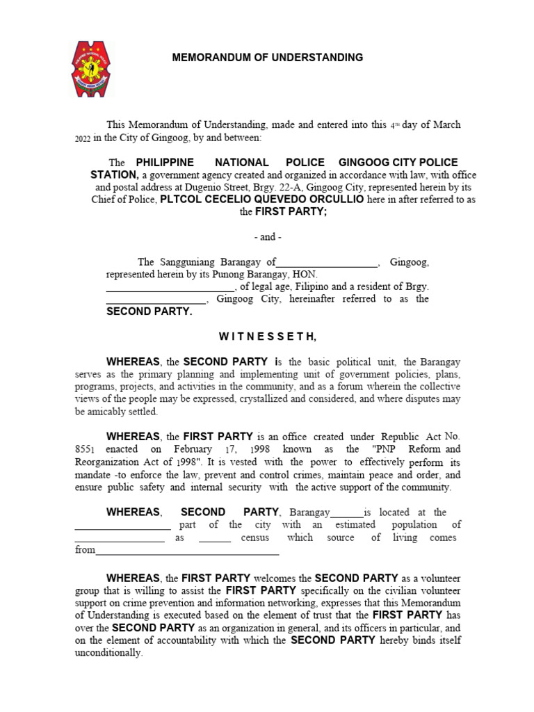 Moa Sample | PDF | Identity Document | Police