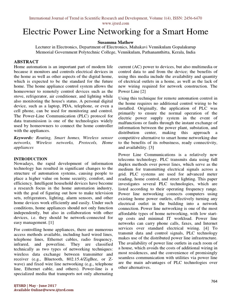Electric Powerline Networking For A Smart Home. | Download Free PDF ...