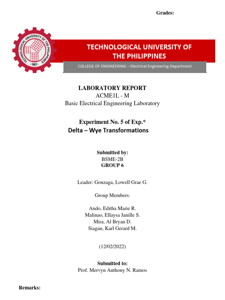Delta-Wye Transformations Lab Report | PDF | Equations | Series And ...