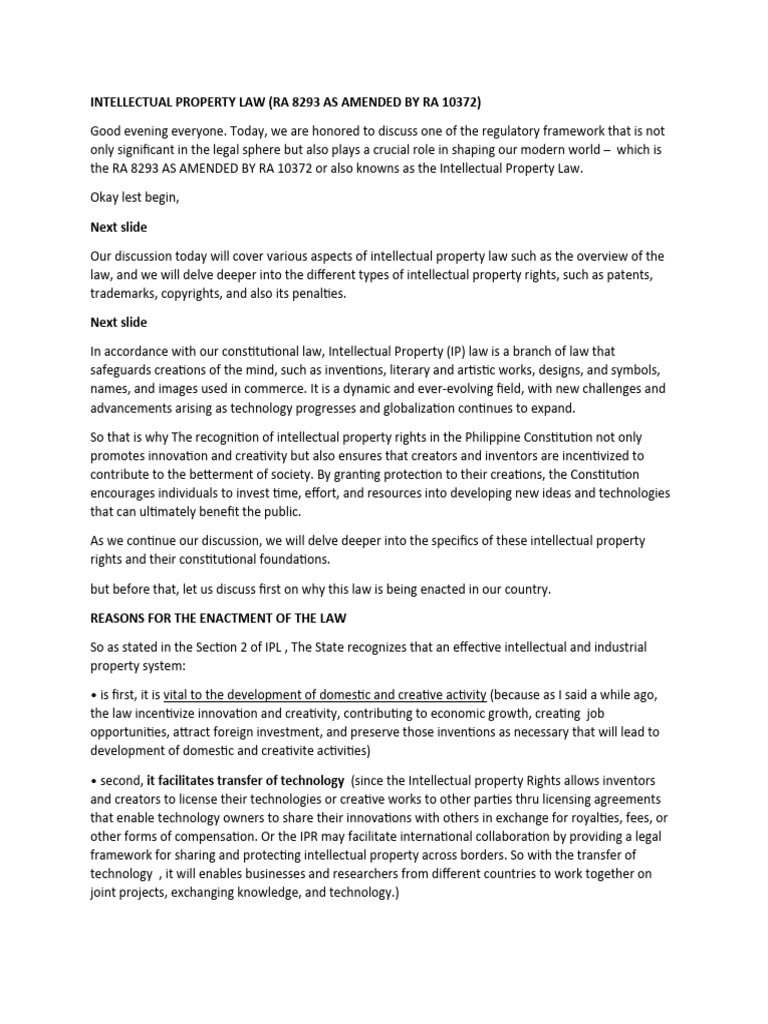 Intellectual Property Law Report | PDF | Intellectual Property | Trademark