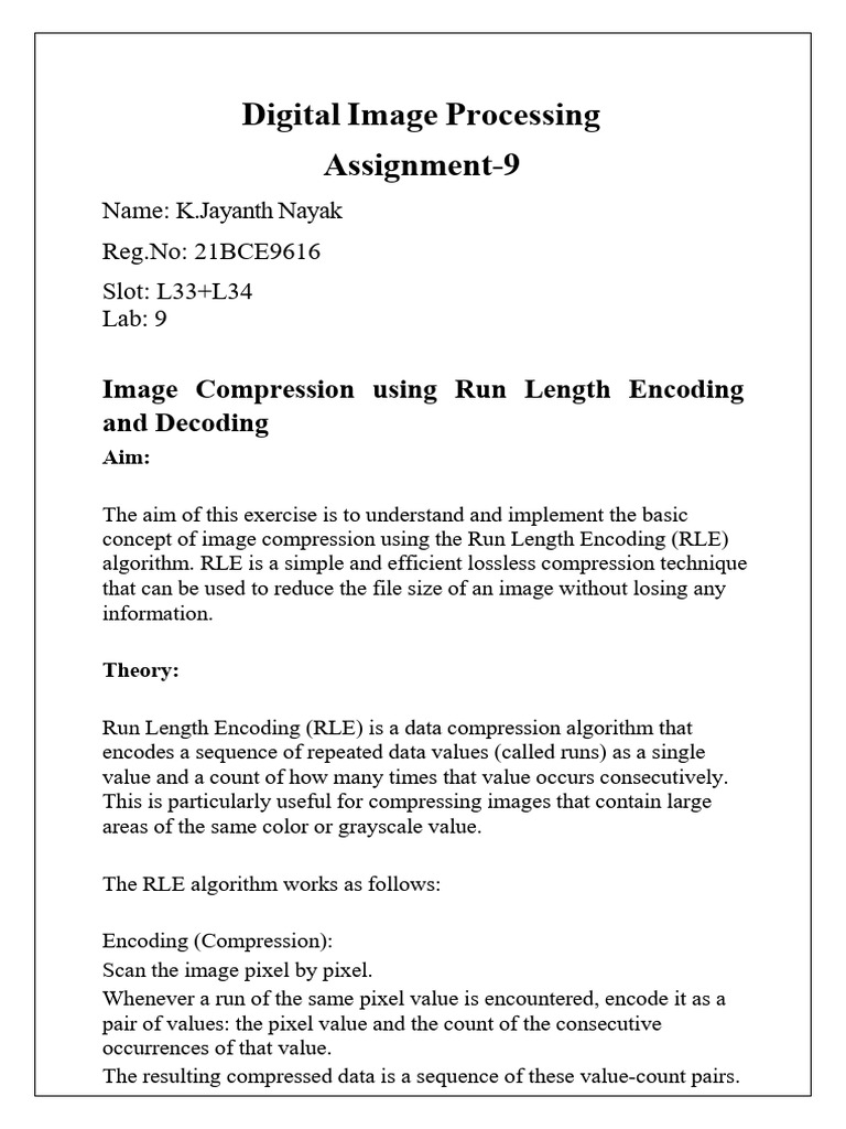 21bce9616 Dip Lab9 | PDF | Data Compression | Imaging
