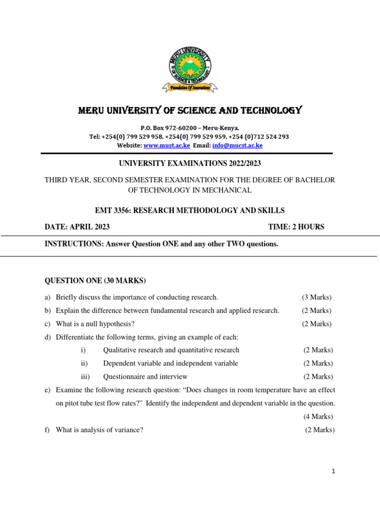 Emt 3356 Research Methodology and Skills | PDF | Sampling (Statistics ...