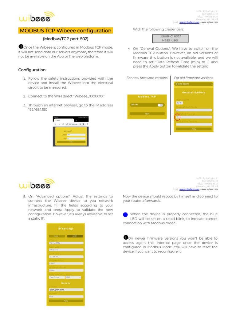 Modbus Wibeee Configuration V06 | PDF | Transmission Control Protocol | Computer Network
