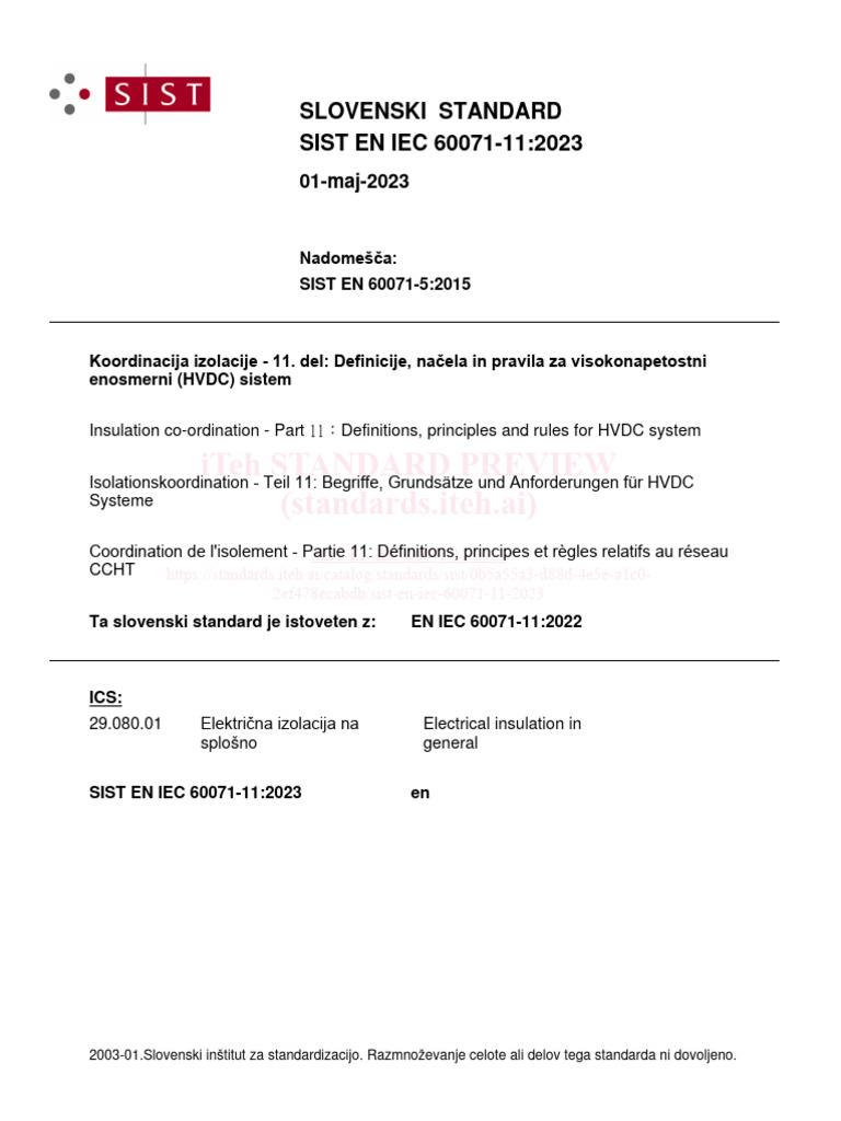 SIST EN IEC 60071 11 2023 - Preview | PDF | High Voltage Direct Current ...