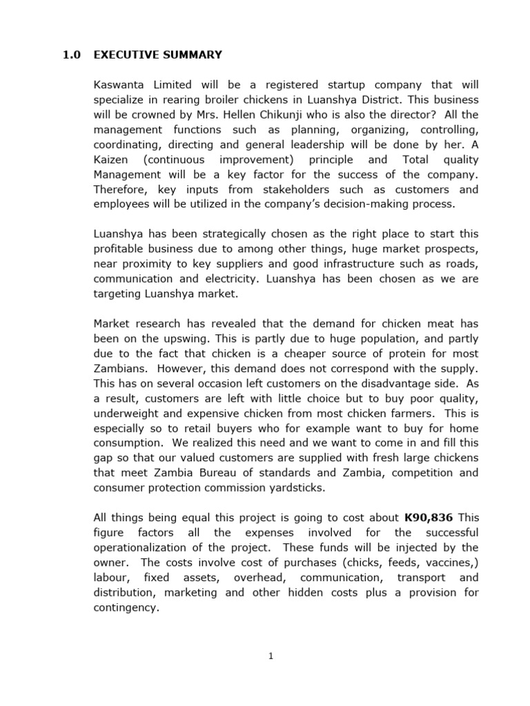 Broiler Chicken Farming Business Plan | PDF | Depreciation | Swot Analysis