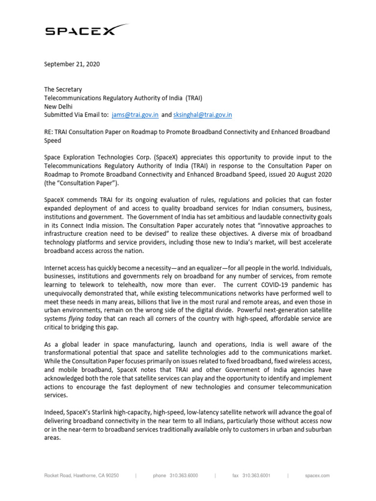 SpaceX 10112020 | PDF | Space X | Radio Spectrum