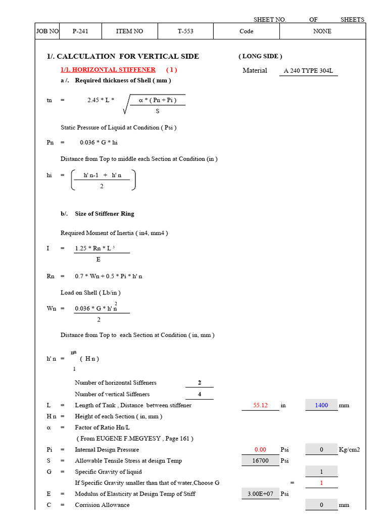 Vertical and Horizontal Stiffener Calculations | PDF | Young's Modulus ...