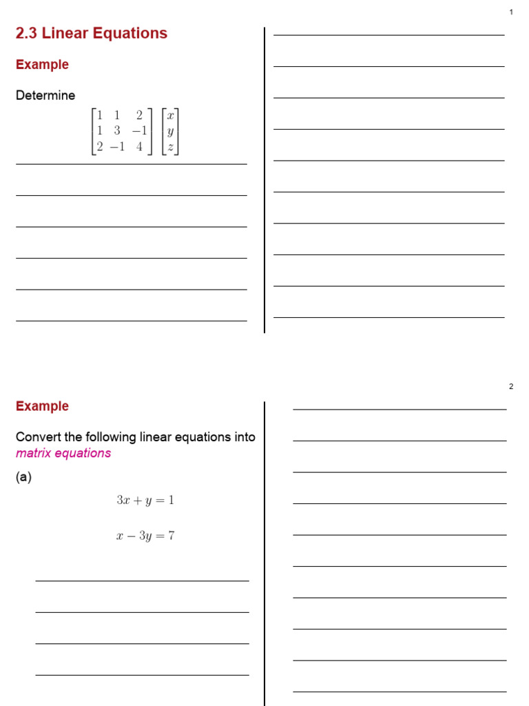 Lecture4 Linear Equations Pdf System Of Linear Equations Matrix