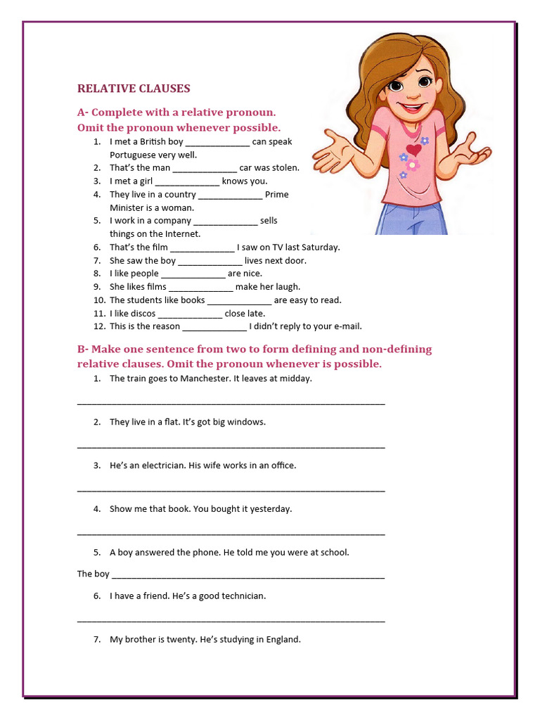 Relative Clauses Practice Exercises | PDF | Syntax