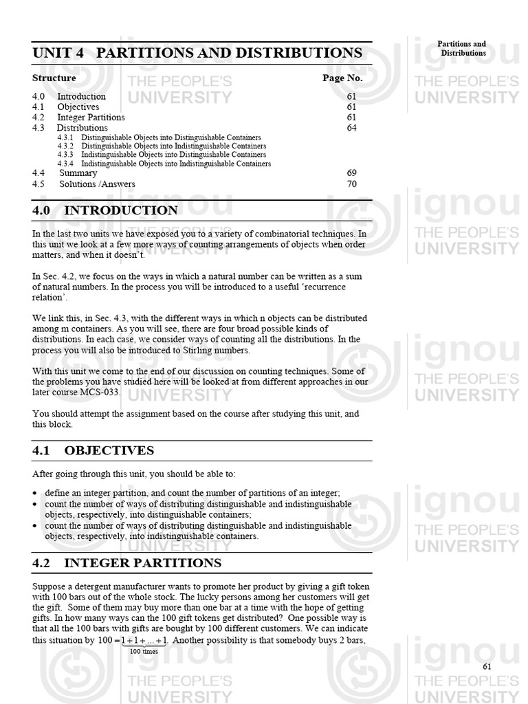 Block-2 Basic Combinatorics Unit-4 | PDF | Combinatorics | Discrete ...