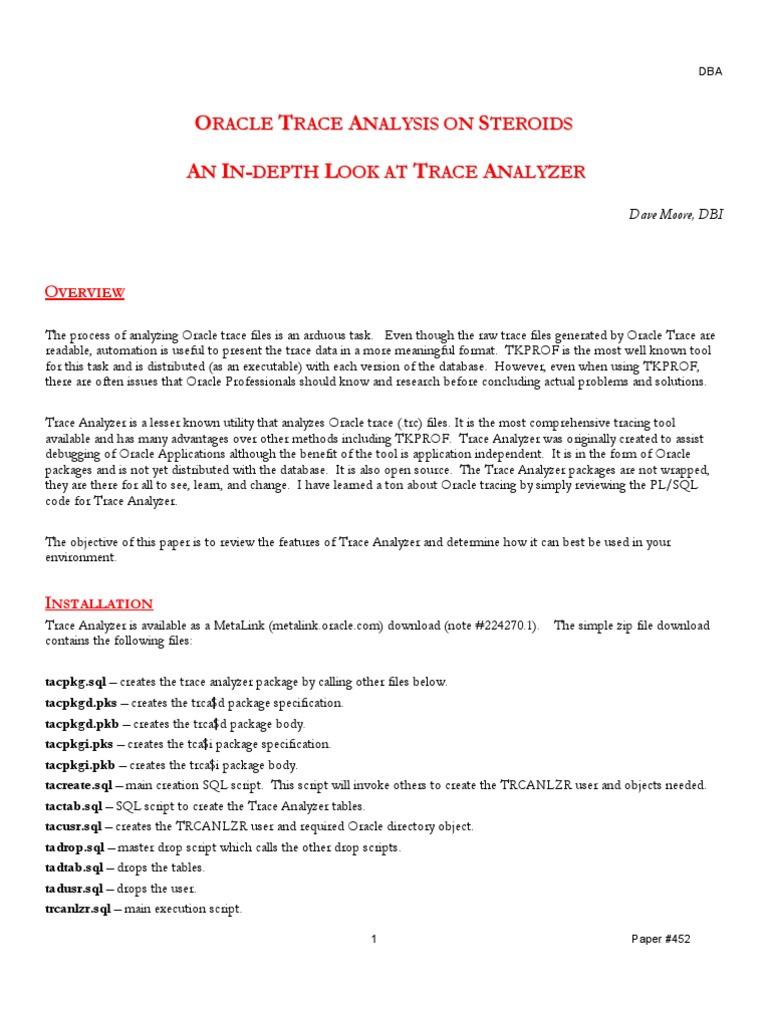 Analyzing Oracle Trace Pdf Oracle Database Parameter Computer 0876