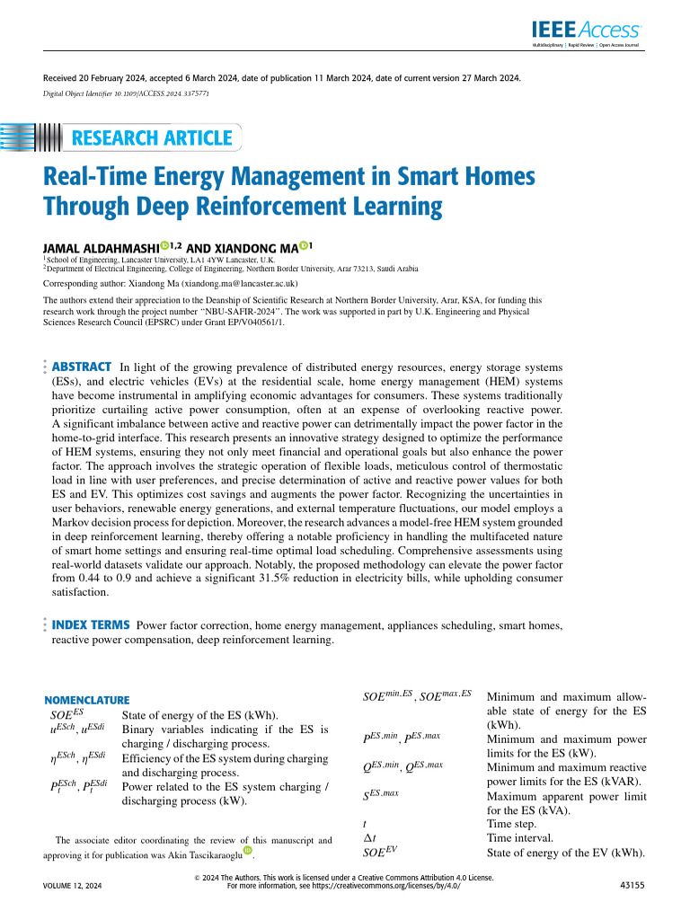 Real-Time Energy Management in Smart Homes Through Deep Reinforcement ...