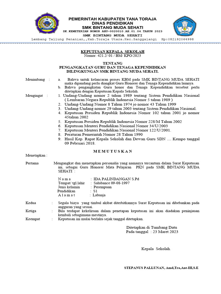 SK Pengangkatan GTT | PDF