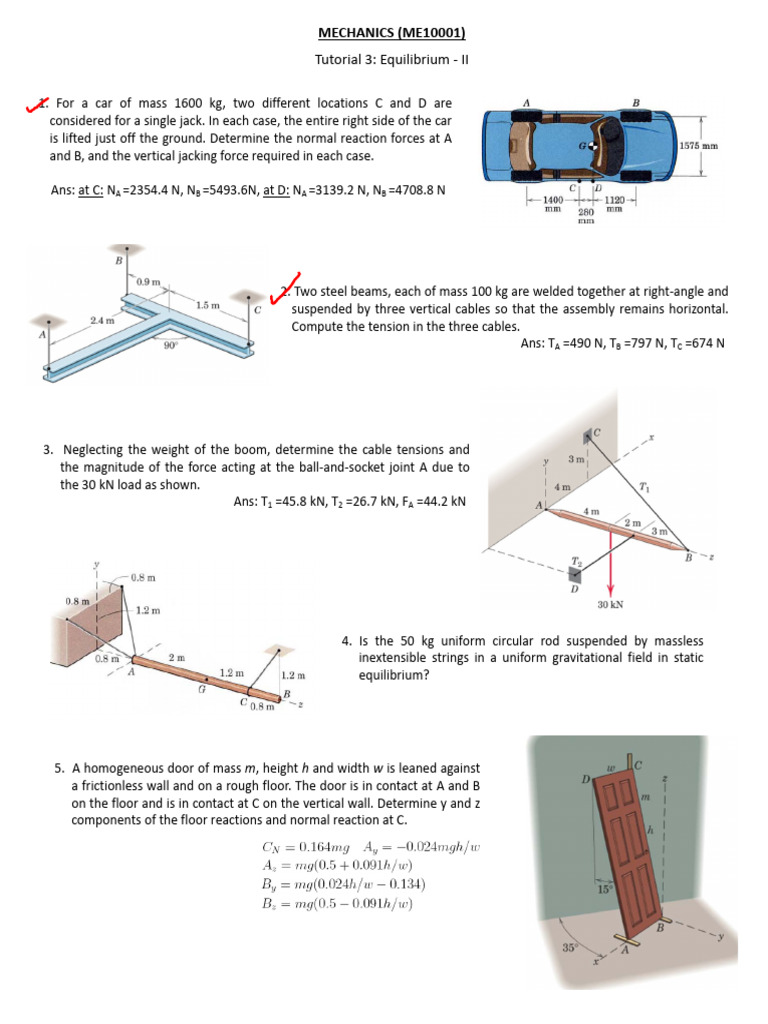 Tutorial3 | PDF | Force | Tension (Physics)