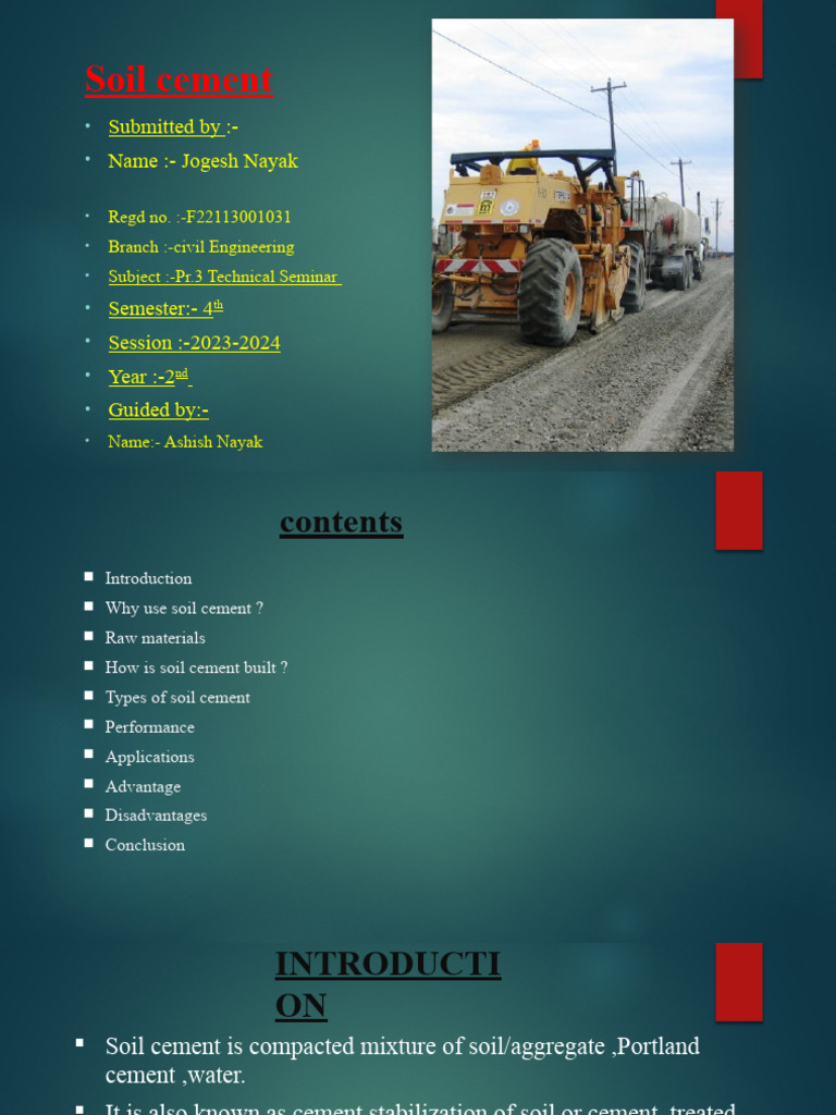 Soil Cement Ppt Pdf Road Surface Materials
