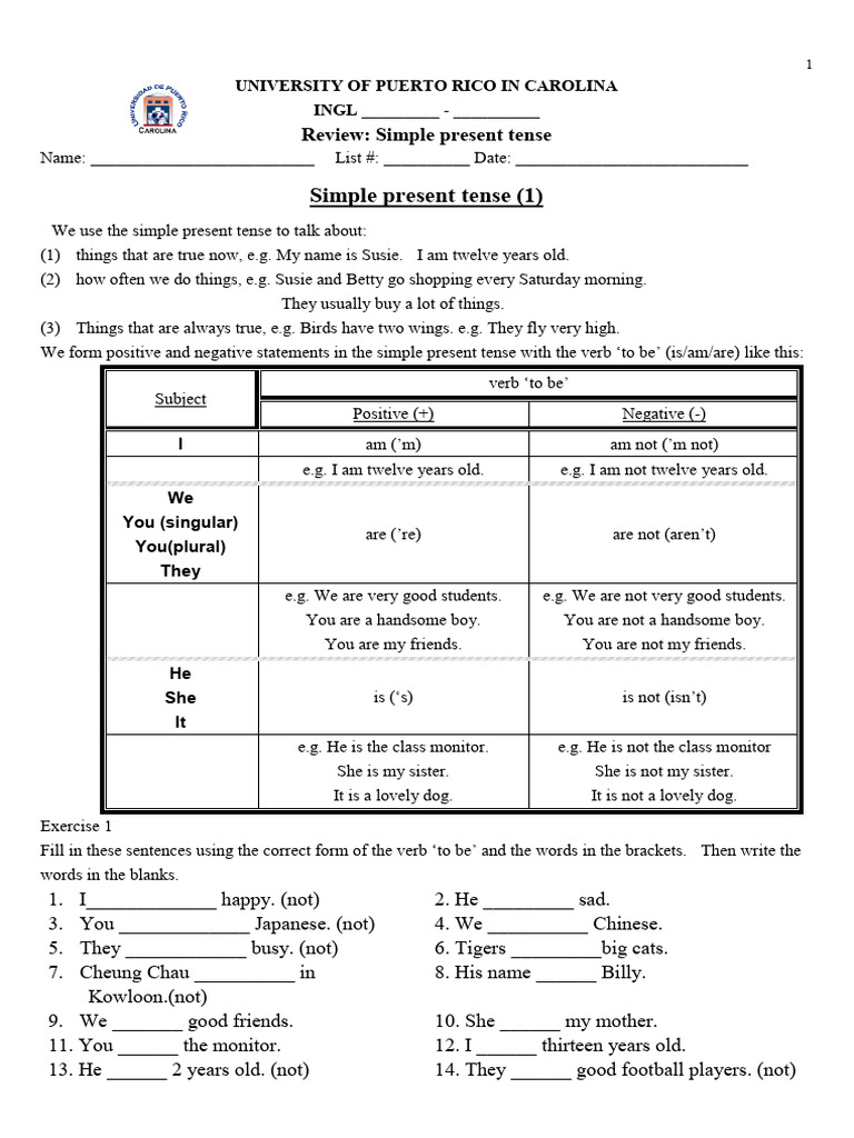 REVIEW SIMPLE PRESENT TENSE | PDF | Question | Subject (Grammar)
