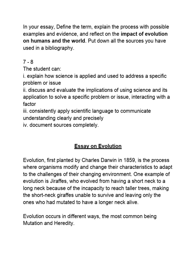 Essay Evolution 20230317 | PDF | Evolution | Natural Selection