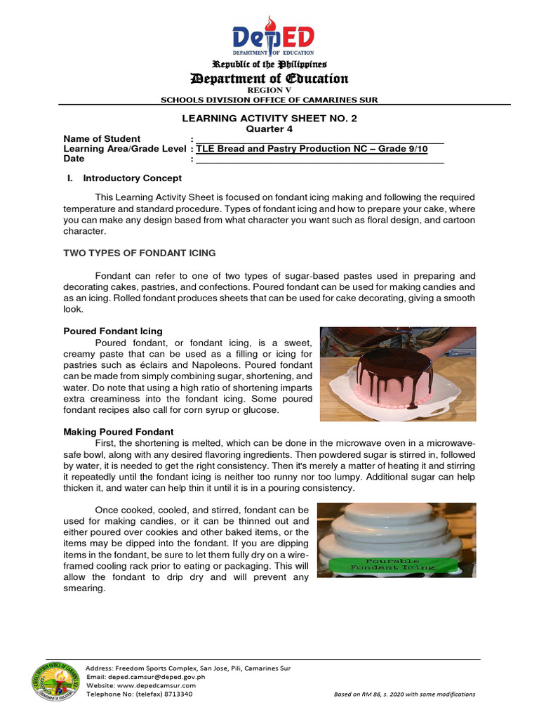 Las2 Tle He BPP Q4 JHS G910-Edited-1-1 | PDF | Cakes | Icing (Food)
