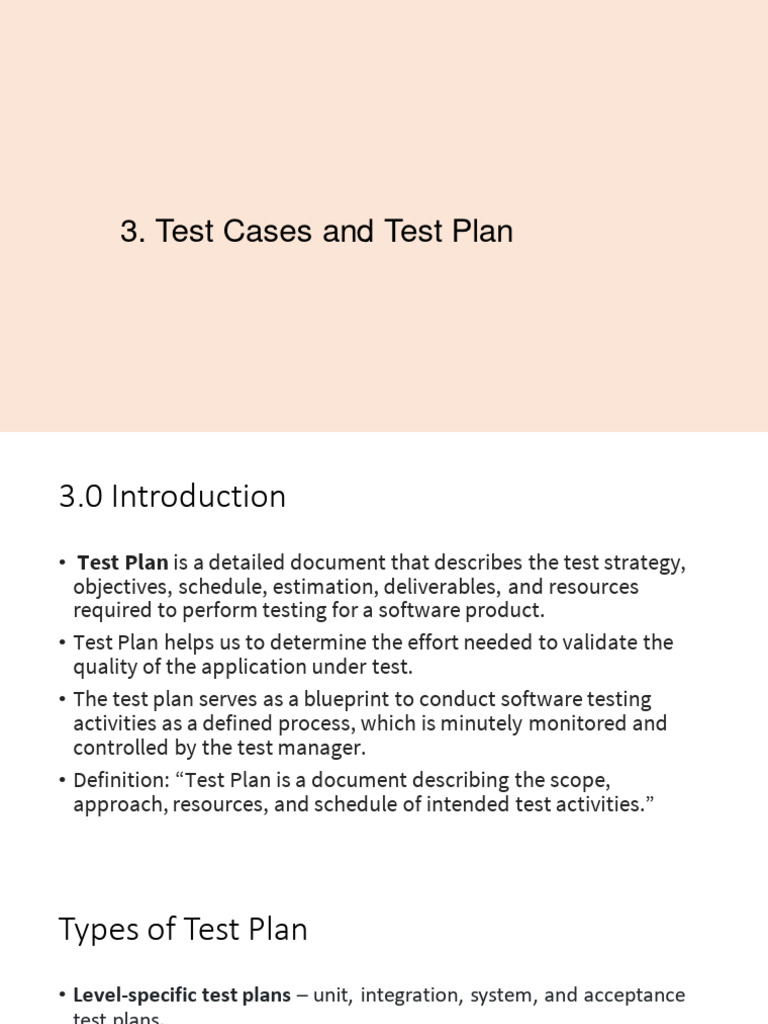 3 Test Cases And Test Plan Pdf Software Testing Personal