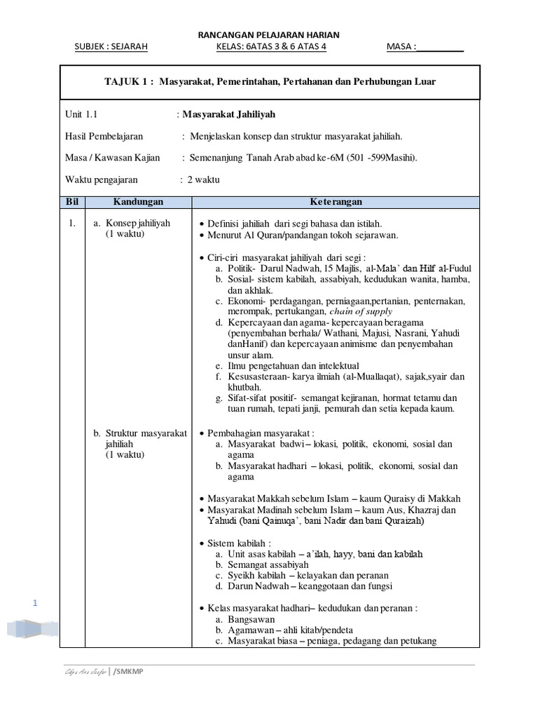 RPH t6 Sej | PDF | Sejarah | Agama & Spiritualitas