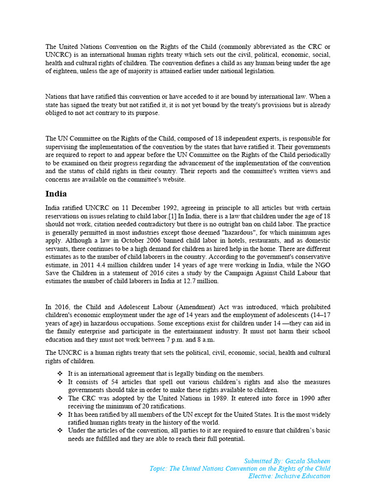 Uncrc PDF | PDF | Convention On The Rights Of The Child | Children's Rights