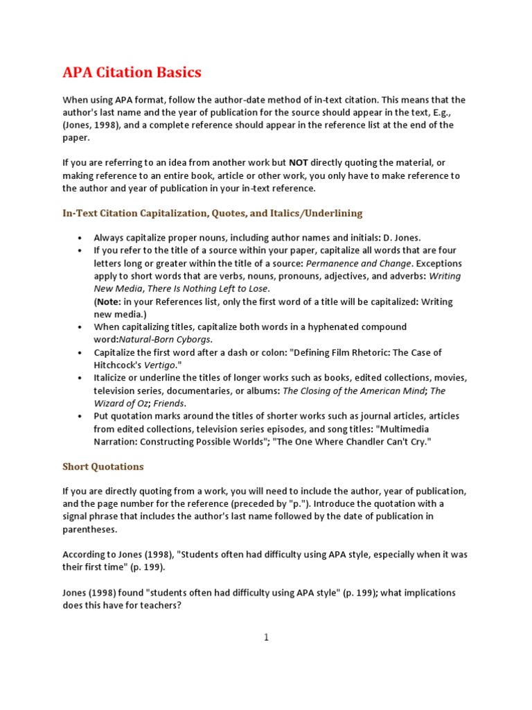 APA Citation Basics | PDF | Note (Typography) | Citation