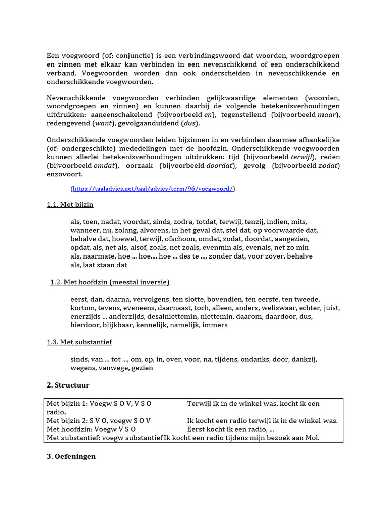Oefening Voegwoorden | PDF