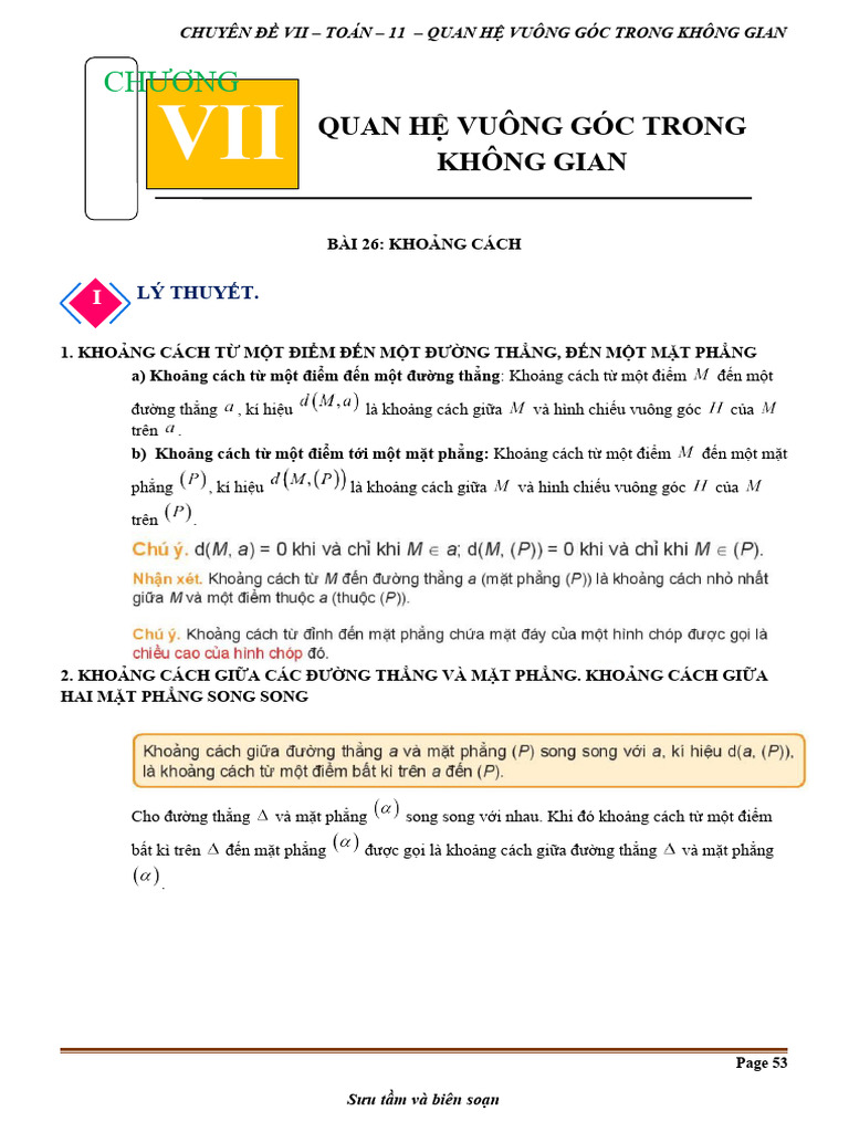 Toan-11 C7 B26.1 Khoang-Cach Tuluan de | PDF
