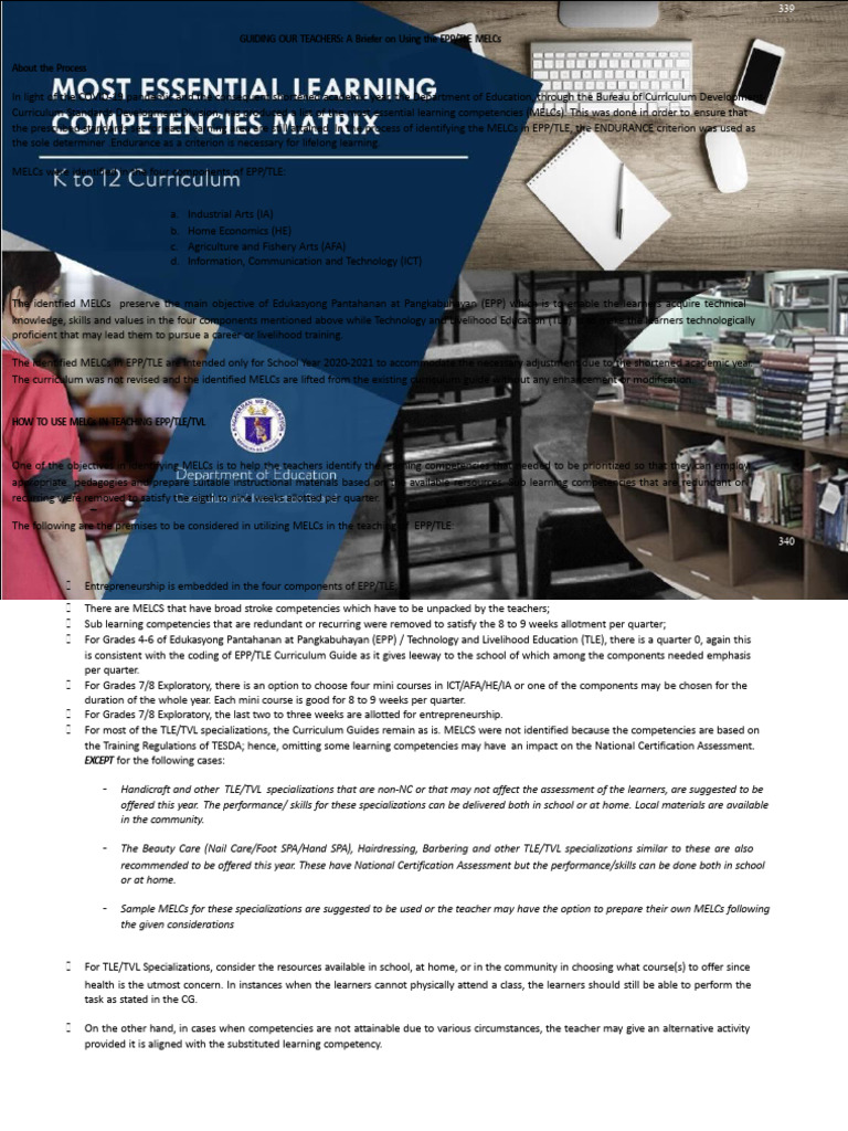 TLE 9 - Most-Essential-Learning-Competencies-Matrix | PDF | Learning ...