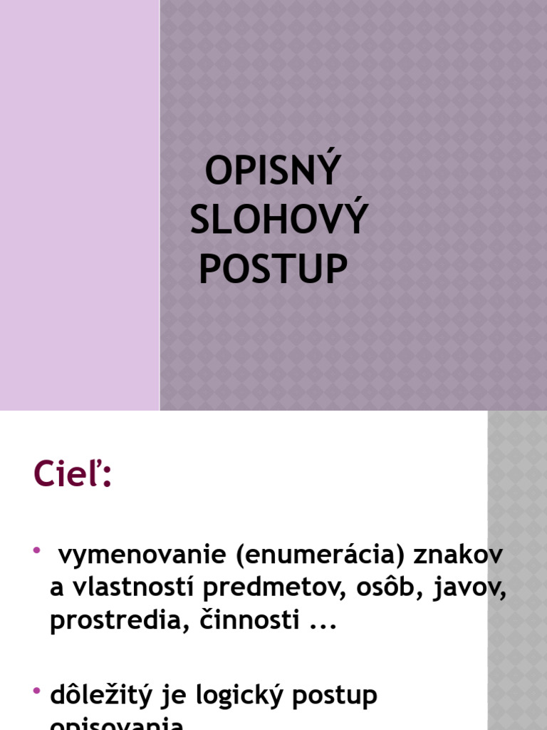 Opisný Slohový Postup | PDF