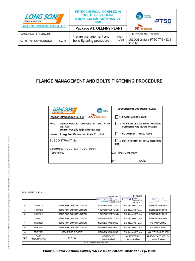 OL1-2D31-010149-5-Flange Management and Bolt Tigtening Procedure | PDF ...