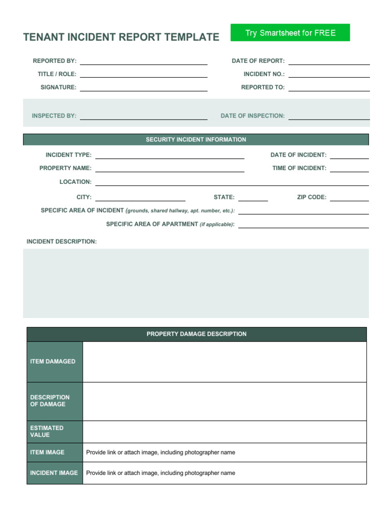 Tenant Incident Report Template | PDF