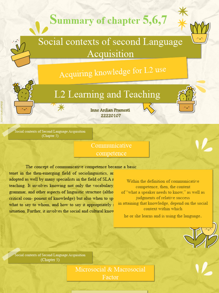 Ummary of Chapter: Social Contexts of Second Language Acquisition | Download Free PDF | Second ...