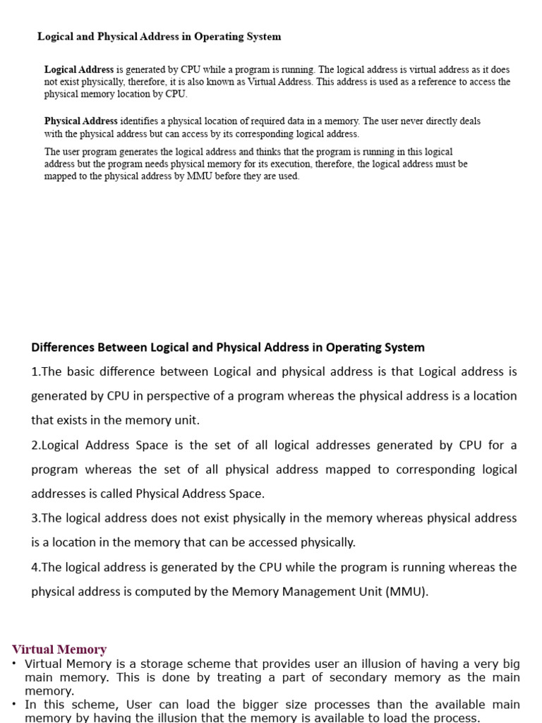 Logical and Physical Address in Operating System | PDF | Computer Data Storage | Process (Computing)