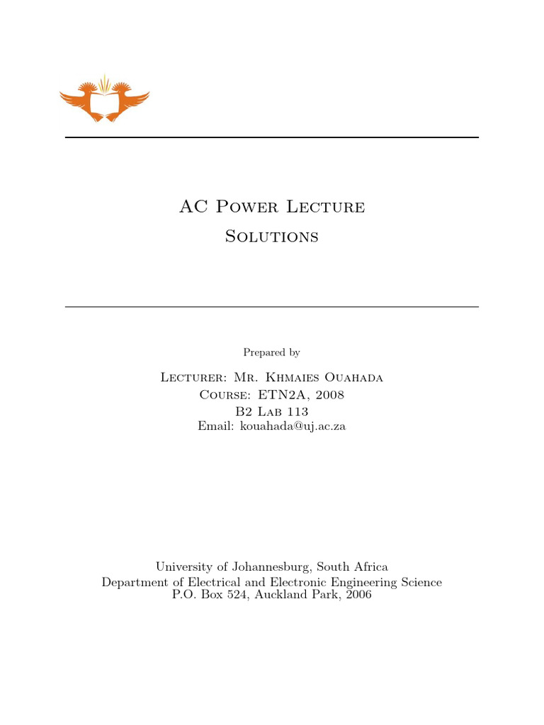ACpower HW Solutions | PDF | Ac Power | Physical Quantities