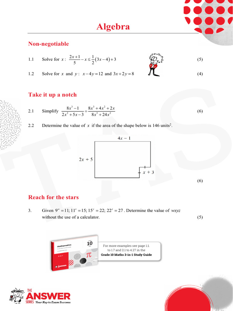 The Answer Series TAS Grade 10 Maths Revision Questions | PDF ...