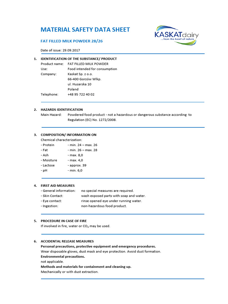 Material Safety Data Sheet FFMP | PDF | Water | Hazards